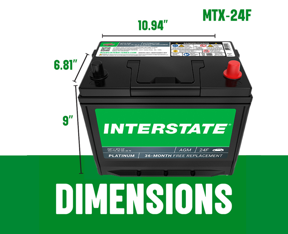 Interstate Batteries 12V 70Ah Group Size 24F SLI AGM Car Battery (MTX ...