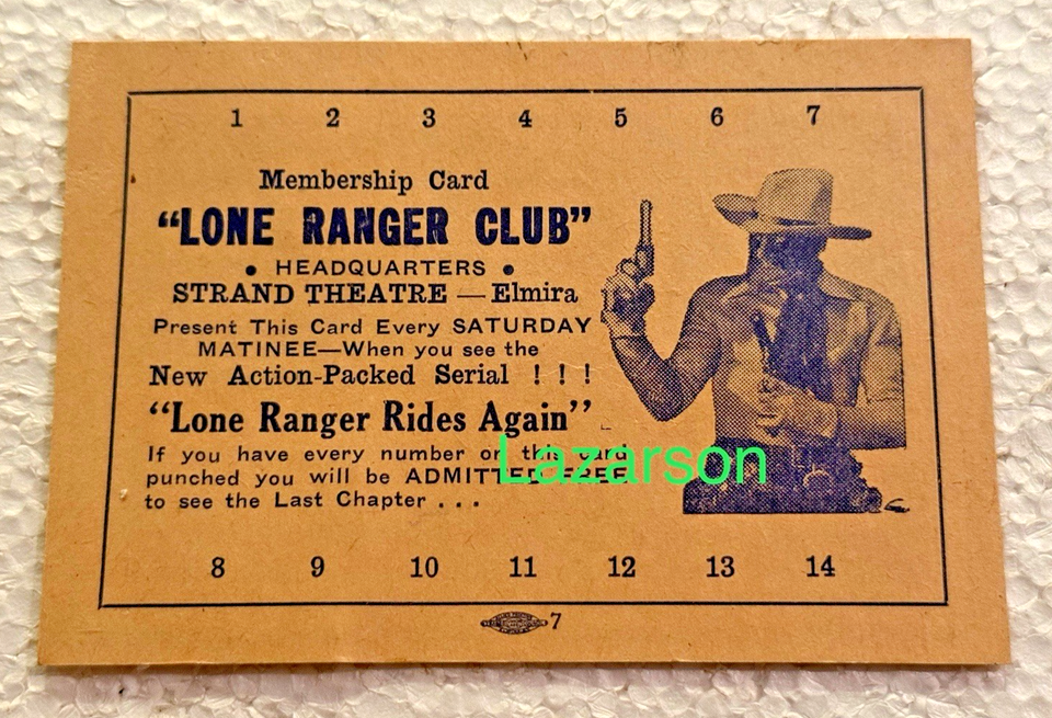 THE LONE RANGER CLUB CARD & 4 TICKETS & FILM STRIP SERIAL 1939 | eBay UK