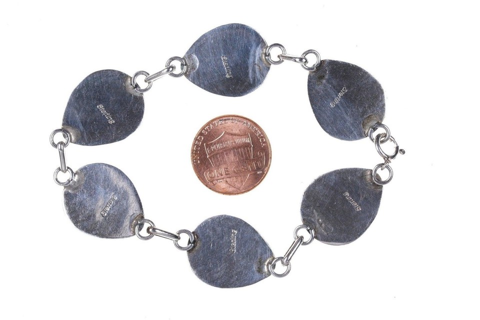 8" Navajo Sterling silver Bear paw shadowbox lapis link bracelet | eBay