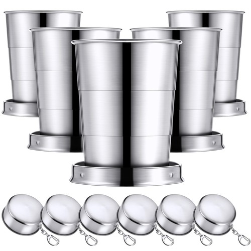 Tessco 6 Pieces Collapsible Shot Glasses Stainless Steel Collapsible ...