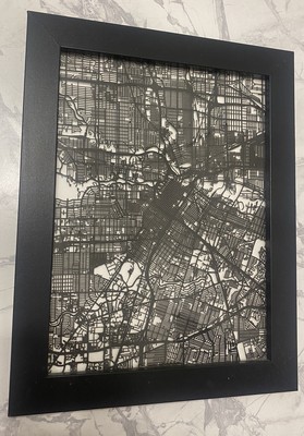 Carbonlight Houston Laser Cut Map Handmade Frame, See Pics And Desc ...