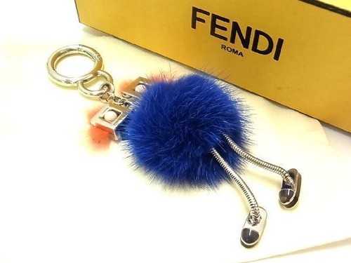 Fendi Bag Bugs Monster Fur Charm Keychain Keyring Blue Orange Robo ...