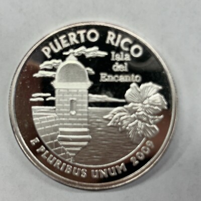 2009 Puerto Rico Territory Large Quarter .999 Fine Silver Coin Round 1 ...
