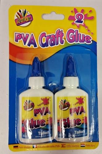 White PVA Craft Glue Dries Clear for use on Wood Paper Card Fabric 40ml ...