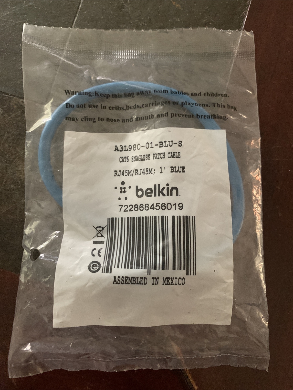 Belkin Cables A3l980-01-blu-s 1ft Cat6 Blue Snagless Rj45 M/m Patch for ...