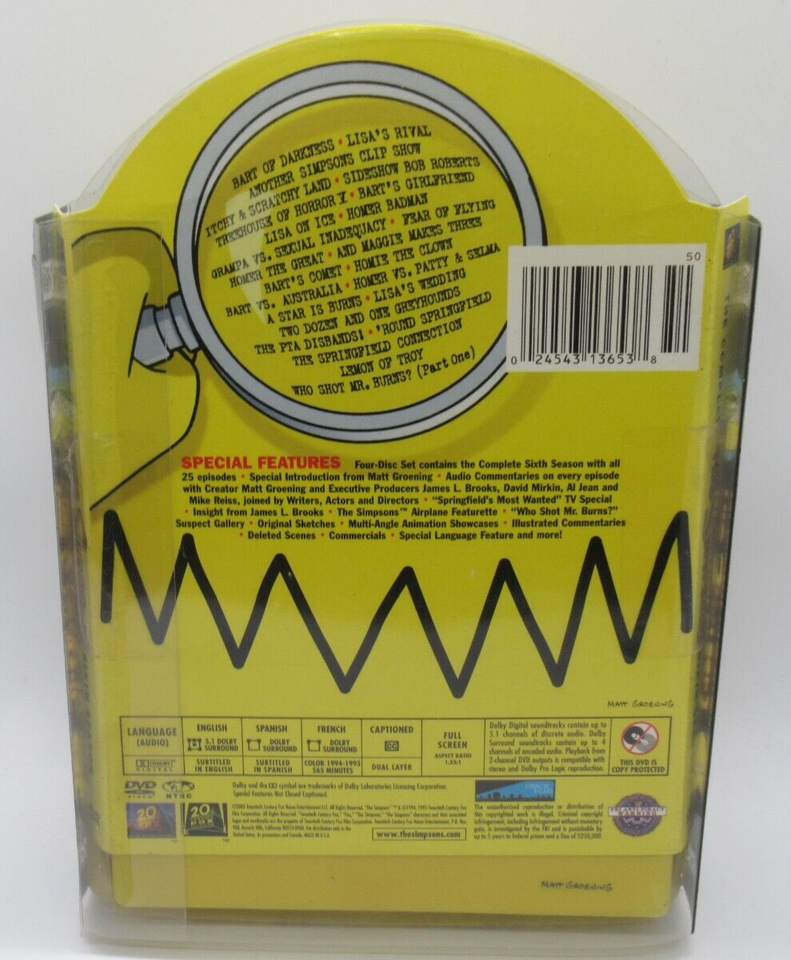 THE SIMPSONS: COMPLETE SIXTH SEASON COLLECTOR'S ED. 4-DISC DVD SET ...