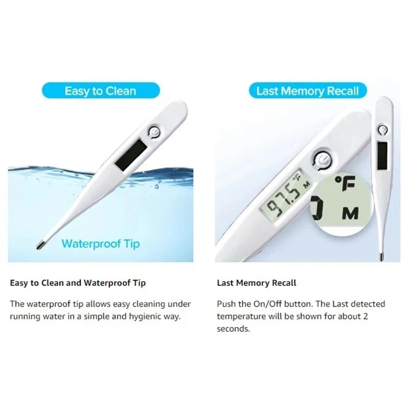 Digital Thermometer Medical LCD Audible Alarm Baby Adult Oral Ear Body ...