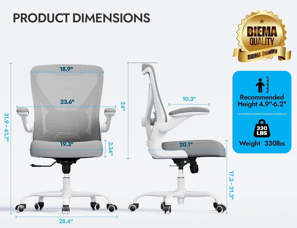 Ergonomic Office Chair - X-Shaped Computer Desk Chairs Comfy, Mesh High ...