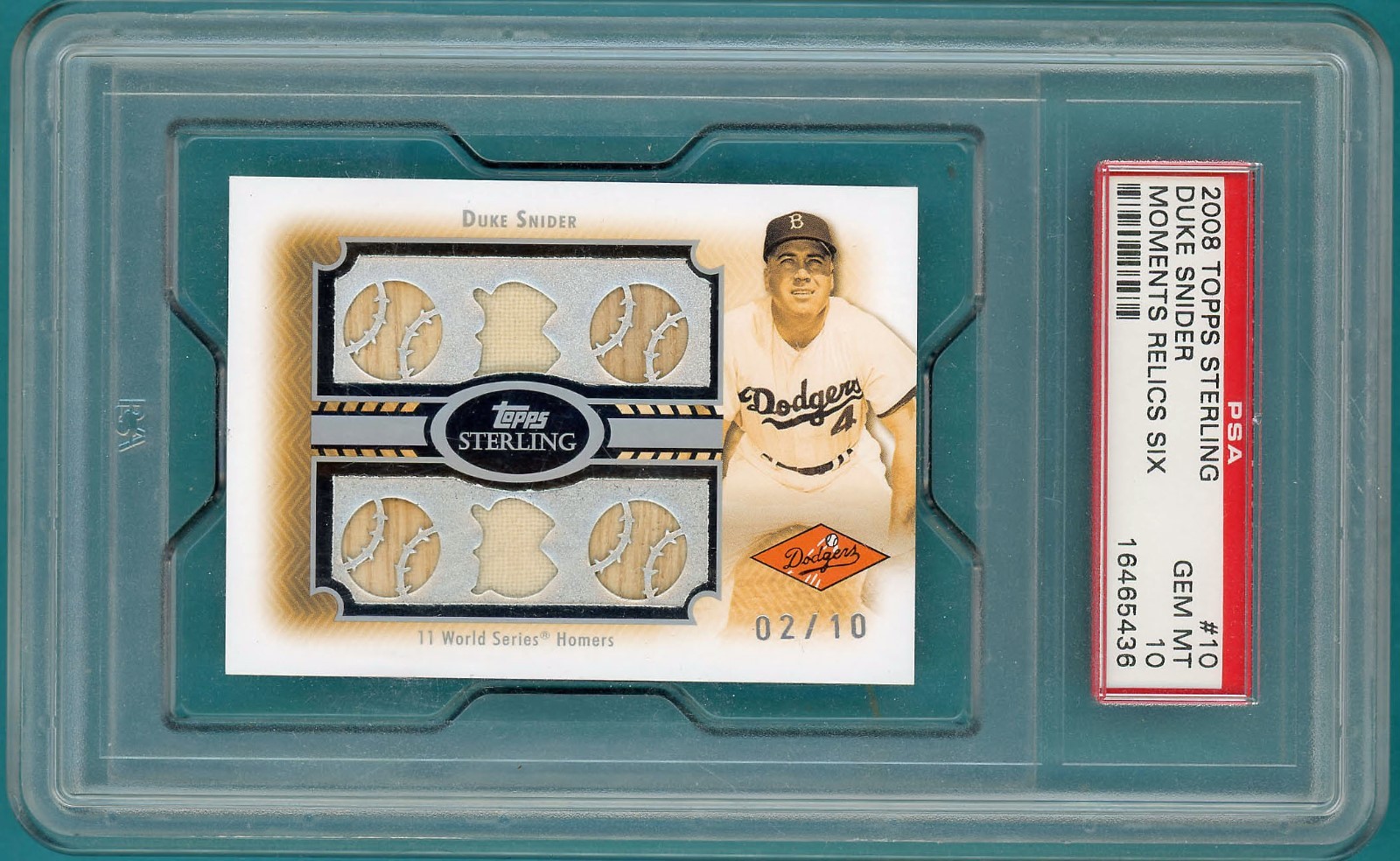 2008 Topps Sterling Relics, Duke Snider Game Used Bat/Jersey #10 PSA 10 ...