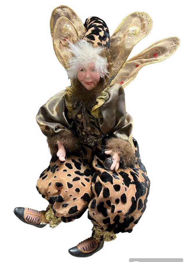 HTF WINWARD FAIRY LEOPARD PRINT SHELF SITTER FIGURINE HAS 2 CHIPS BUT ...