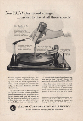 1952 RCA Victor Record Changer: Easiest to Play Vintage Print Ad | eBay