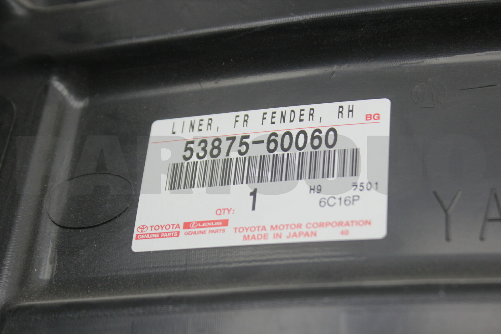 5387560060 Genuine Toyota LINER, FRONT FENDER, RH 53875-60060 | eBay