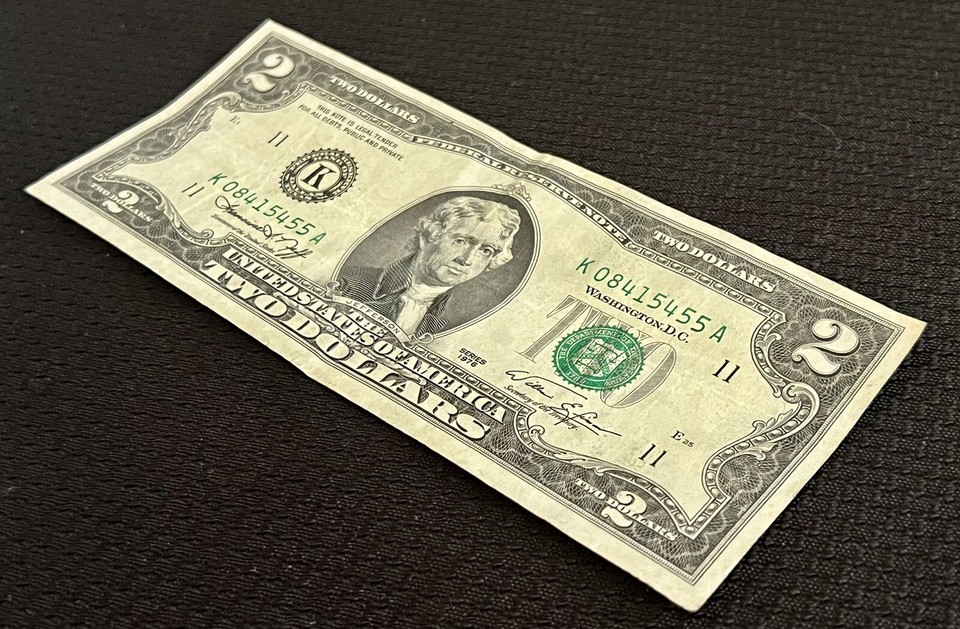 1976 $2 Dollar Bill Low Serial # With Double Digits, VERY RARE, U.S.A ...