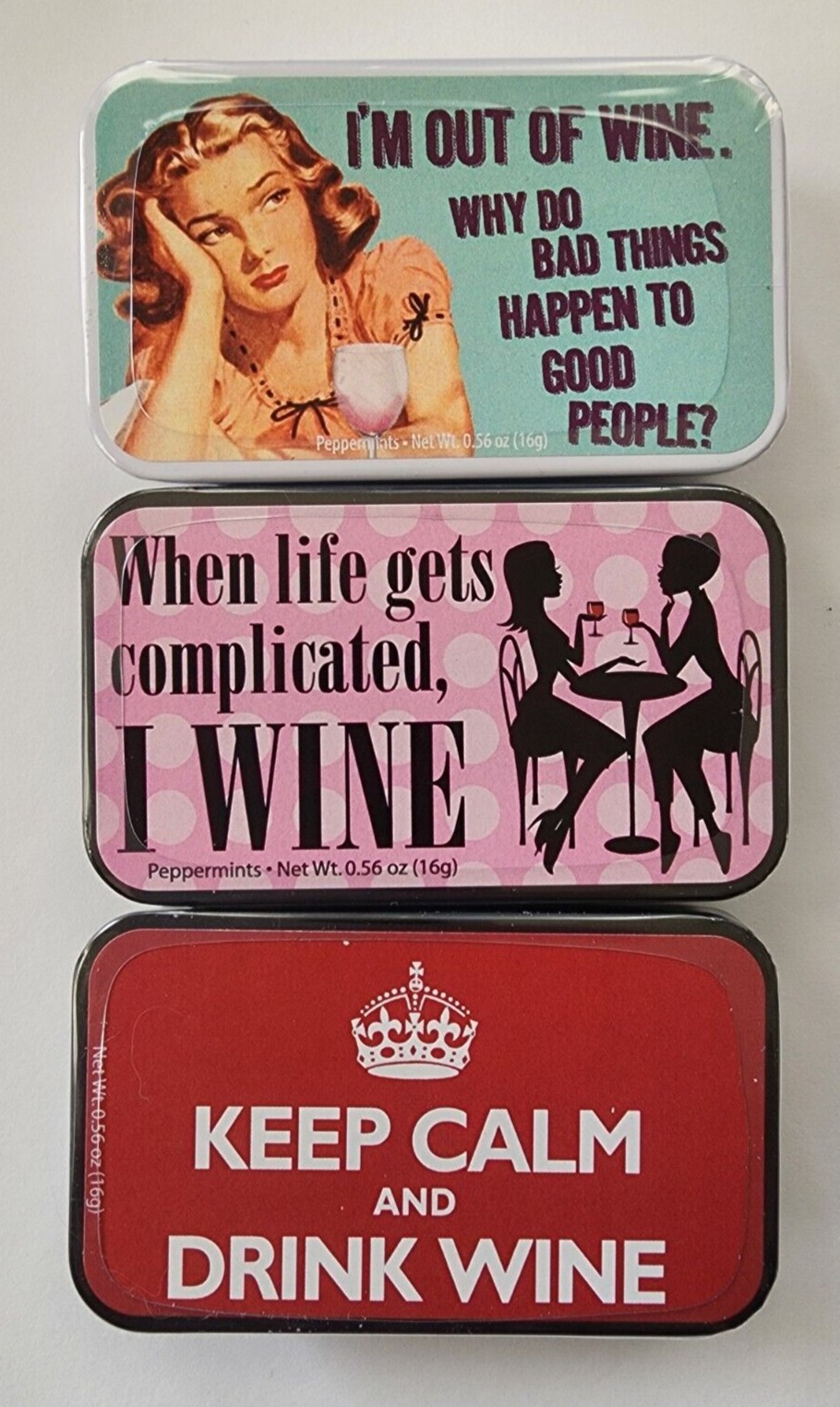 Set of 3 Amuse Mints Wine Themed Sugarfree Mints Tin NEW Sealed PAST BB ...