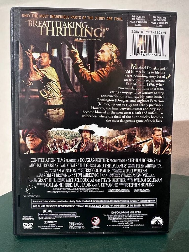 The Ghost and the Darkness DVD – Thriller Starring Val Kilmer & Michael ...