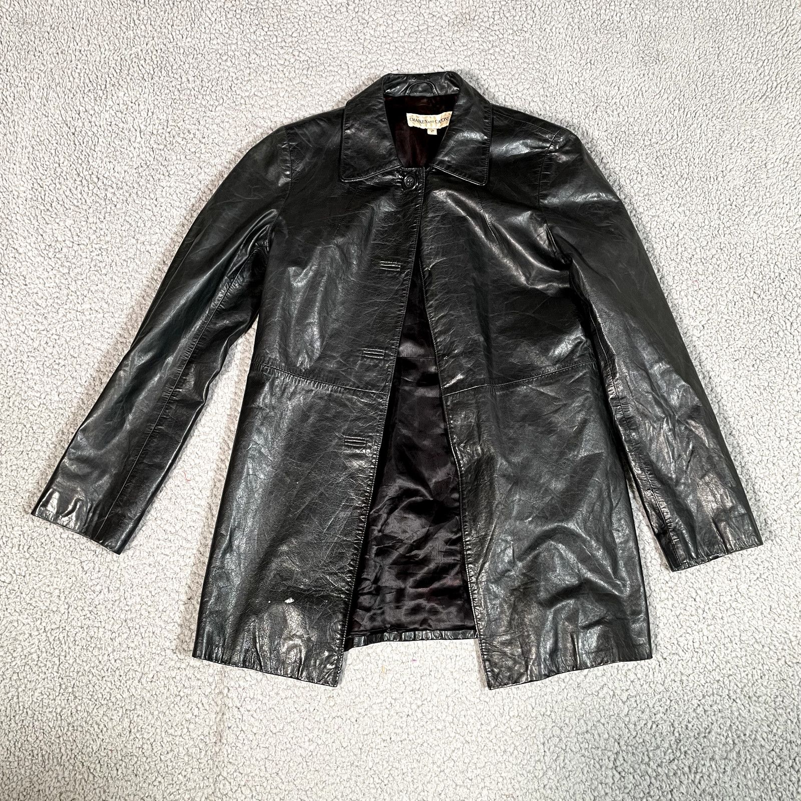 Vintage Chaiken & Capone Leather Jacket Women's Black… - Gem