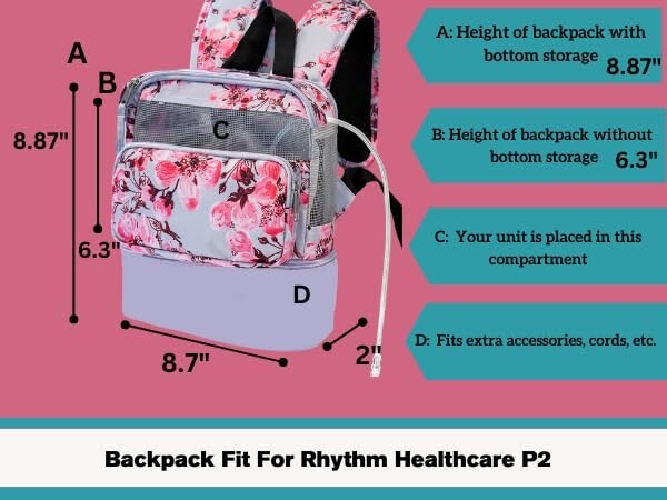 Rhythm Healthcare P2 Backpack/Floral Lightweight, Room for accessories ...