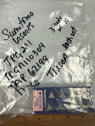 SUMITOMO CARBIDE INSERTS QTY 10 TPG221 TPGN110304 TAP 62199 H0060 ...