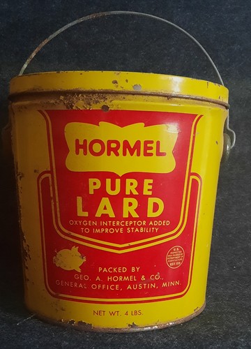Vintage Hormel Pure Lard Can Empty 4lb Yellow & Red Rustic Made In ...