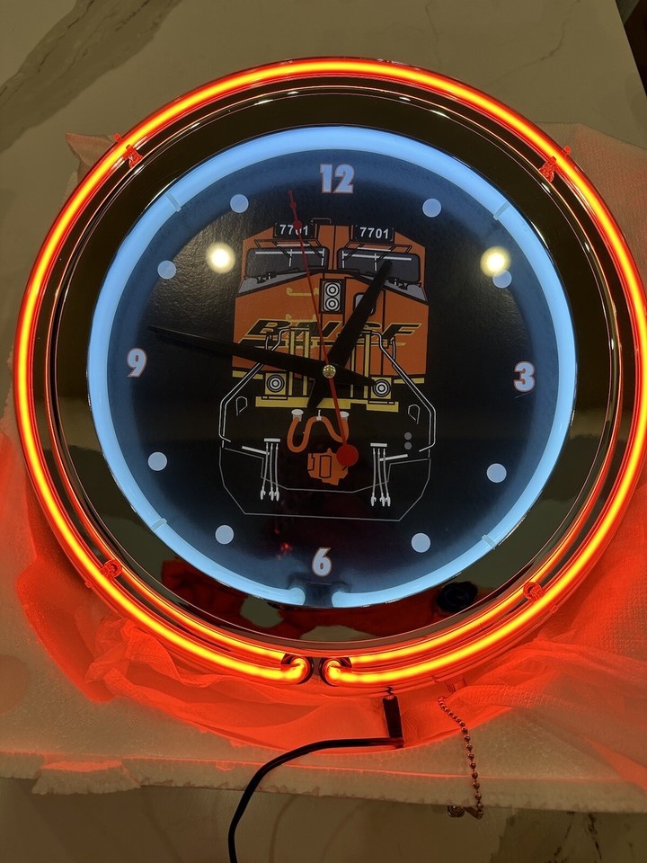 BNSF Railroad Railway Logo Neon Wall Hanging Clock | eBay