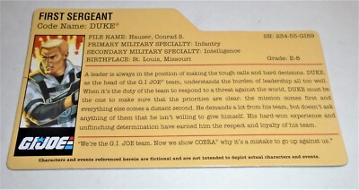 G I JOE File I.D. Card Filecard 2009 Duke v32 | eBay