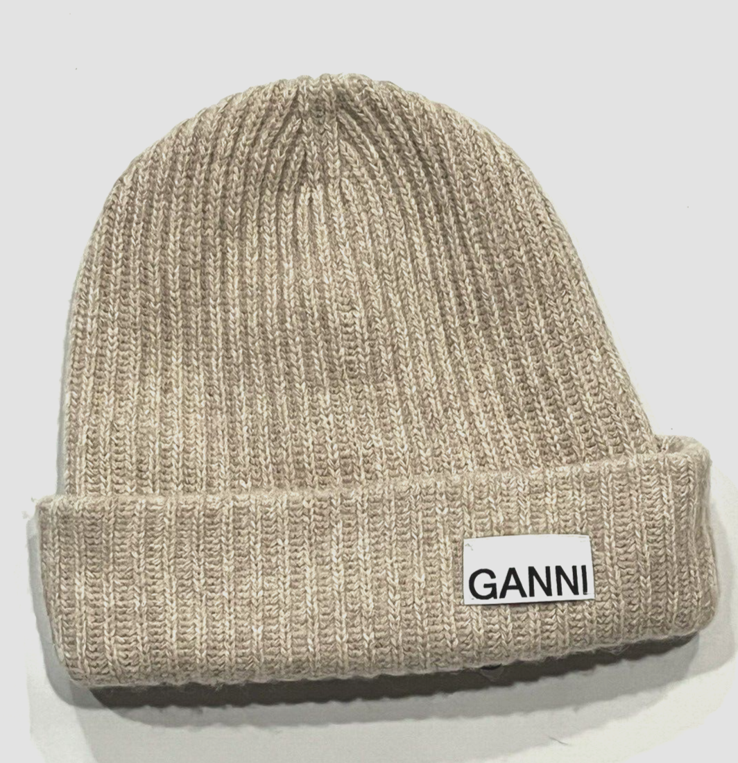 Ganni+women%27s+Rib+Knit+hat+Beanie-+one+size+-+Brazilian+Sand+Beige ...