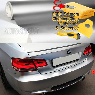 96" x 60" Satin Matte Chrome Metallic Silver Vinyl Film Wrap Sticker ...