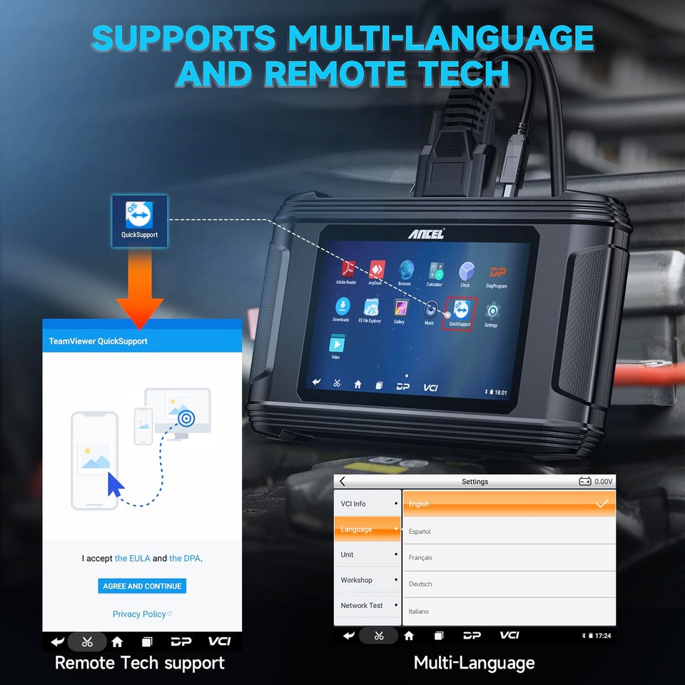 ANCEL MT500 All System Motorcycle Diagnostic Scan Tool OBD2 Scanner ECU ...