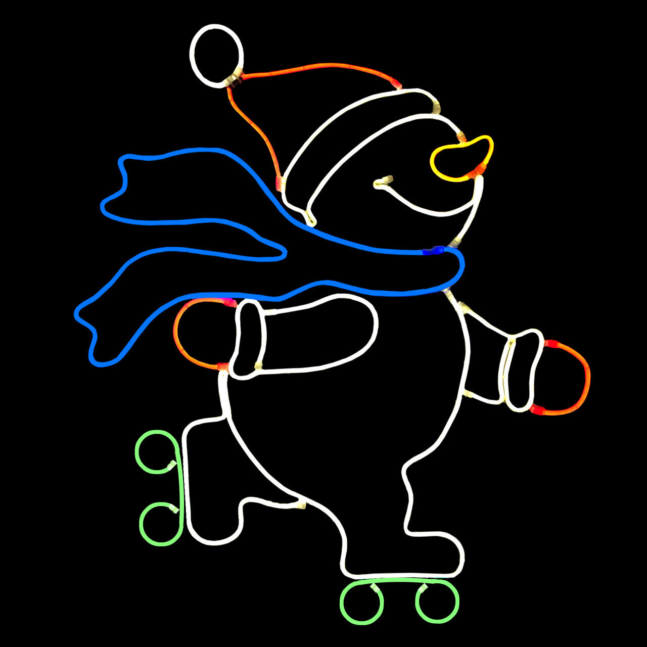 LED Neon Rope Light Roller Skating Snowman Motif - Lighted Silhouette ...
