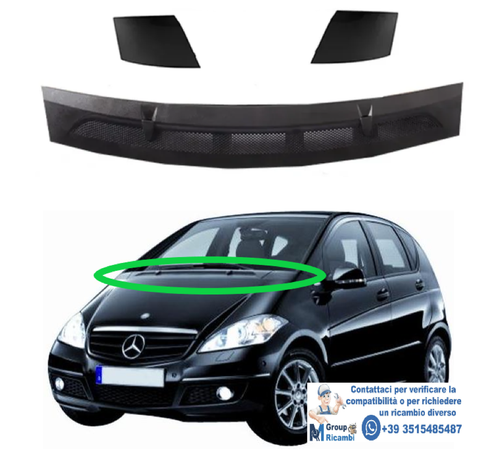 Mercedes Classe A W169 Plastica Griglia Nera Sotto Parabrezza Completa Frontale | eBay
