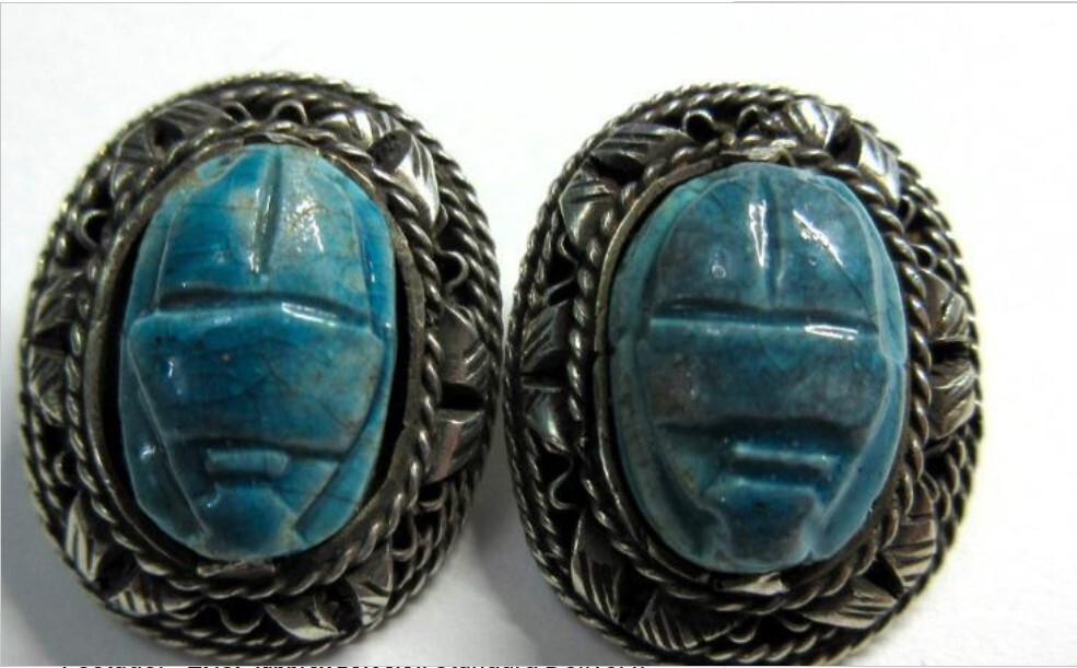 Antique Vintage 1940-s Solid Silver Egyptian Scarab B… - Gem