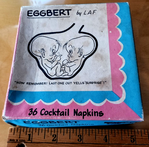 Eggbert (Cartoons by LAF) - 1959 Box of 5" cocktail paper napkins ...