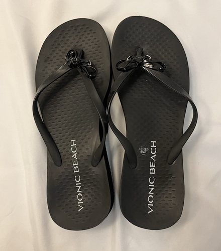 Vionic Beach Noosa Flip Flop Wedge Sandal Black Size 8M | eBay