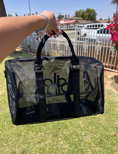 Alo Yoga Black Mesh Duffle Bag NWT – See Through Gym Travel Tote ...