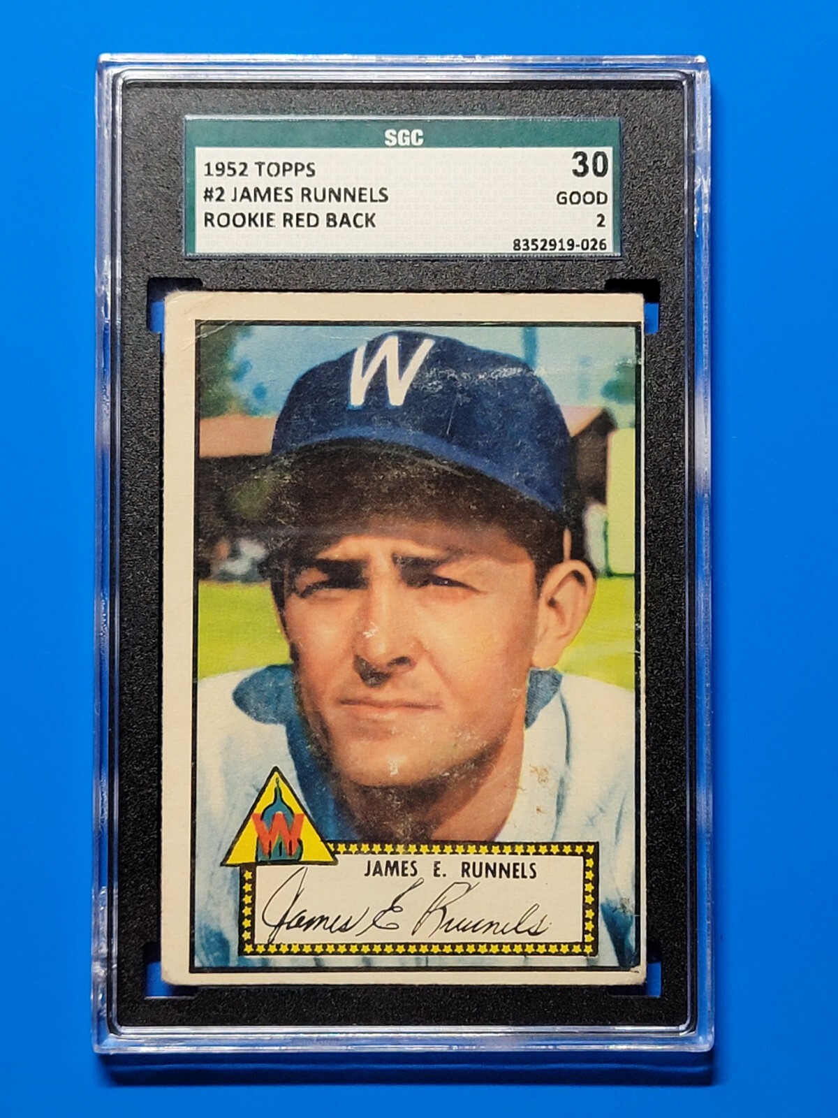 1952 Topps #2 JAMES RUNNELS Washington Senators RC 'Red Back' SGC 30 2 ...