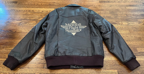 VTG Microsoft Flight Simulator Jacket Men S Brown Leather Bomber 90s ...