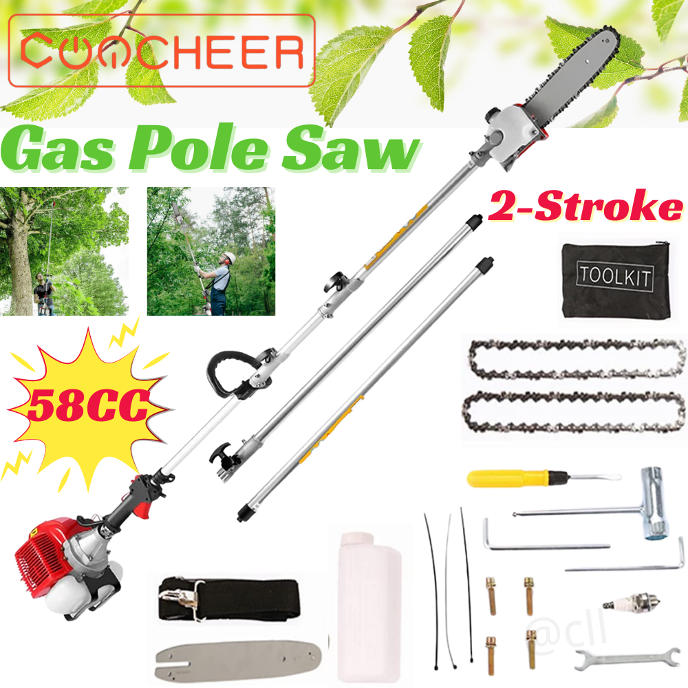58CC Gas Pole Saw, 2Stroke Extendable Chainsaw Tree Trimmer Pruner ...