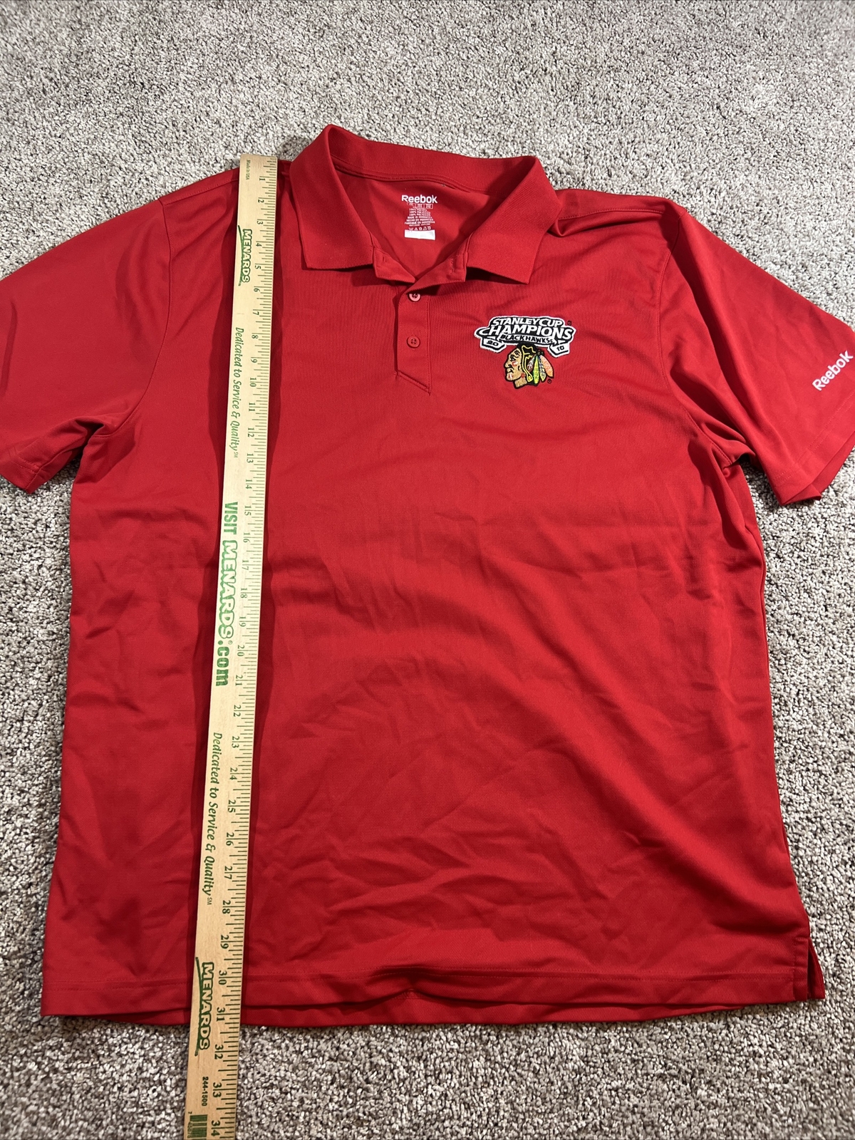 Reebok Polo Chicago Blackhawks Shirt Mens 2XL Short Sleeve Red Pullover ...