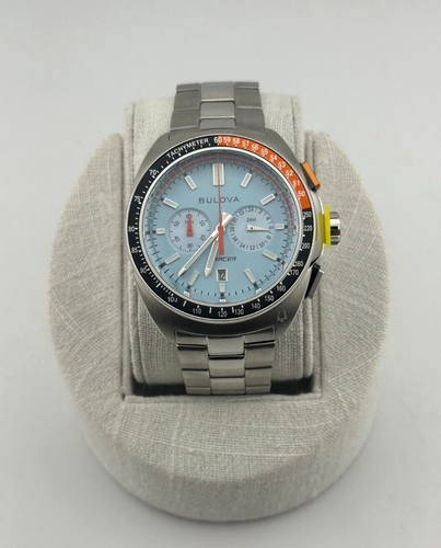 Bulova Racer Chrono Stainless Steel Blue Dial Watch 98B432 Brand New In ...