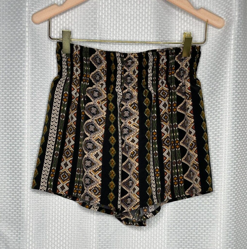 WOMEN'S AZTEC PRINT HIGH WAISTED BEACH SHORTS BLACK GREEN SMALL S | eBay