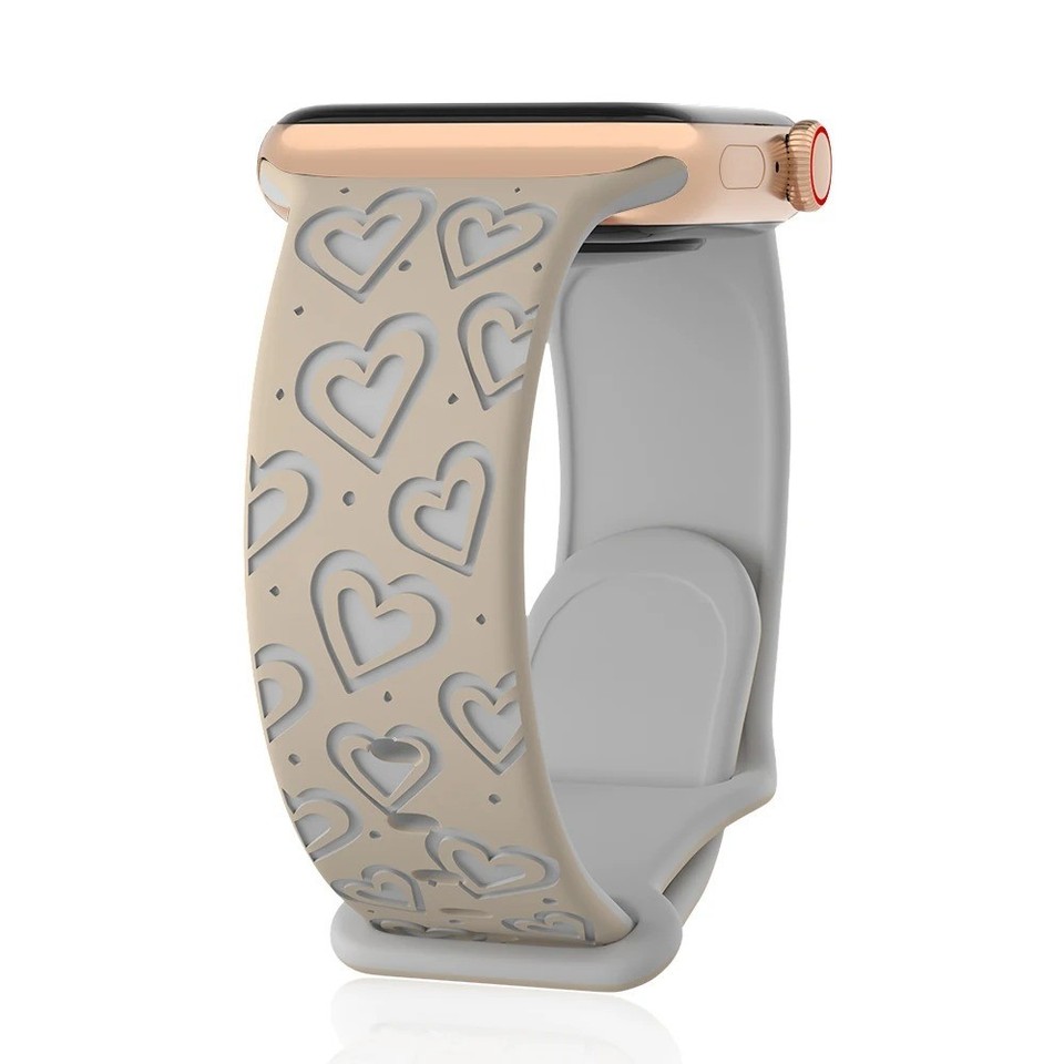 NEW Engraved HEARTS Strap Band for Apple watch Series 11 10 9 8 7 SE 38 ...