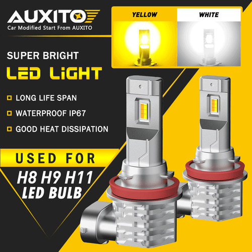 2X H11 H8 LED Fog Light Bulbs Dual Color w/ Flash 2 Mode 6K White 3K ...