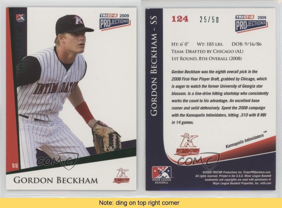 2009 TRISTAR PROjections Green 25/50 Gordon Beckham #124 Rookie RC READ ...