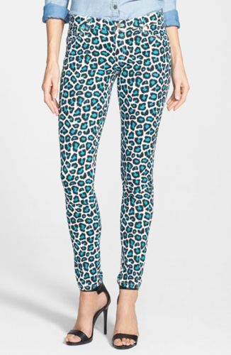 NWT MSRP $125 MICHAEL KORS JET SET Leopard Print Skinny Jeans, Tile ...
