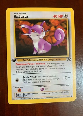 Pokemon Card Rattata 1st Edition 66/82 Team Rocket NRMT or Better | eBay
