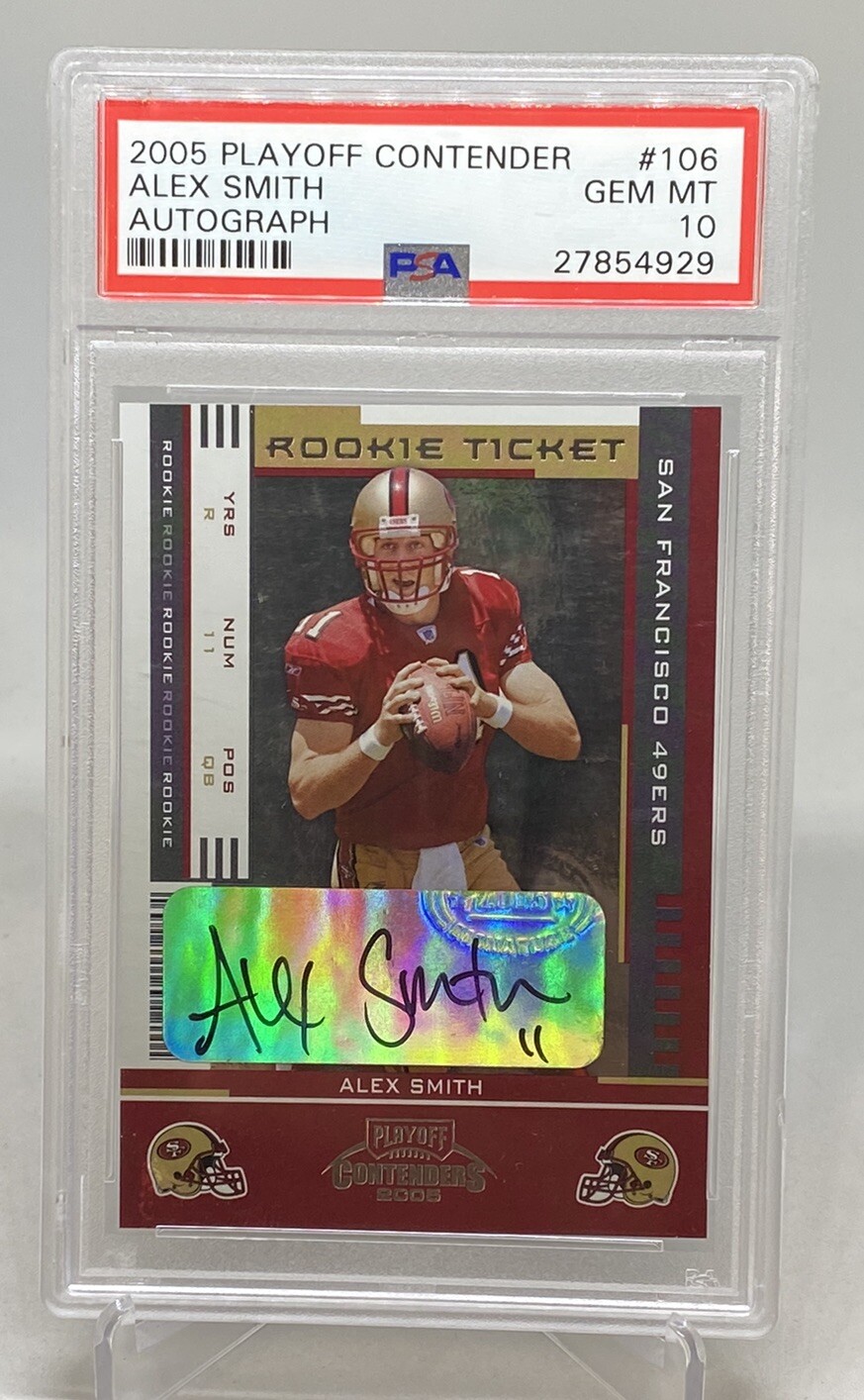 2005 Playoff Contender Alex Smith ROOKIE RC AUTO #106 SP PSA 10 POP 11 ...