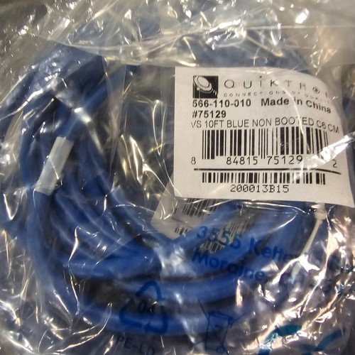 Quiktron VS 10ft. Blue Non Booted C6 Patch Cable #566-110-010 (Lot of ...