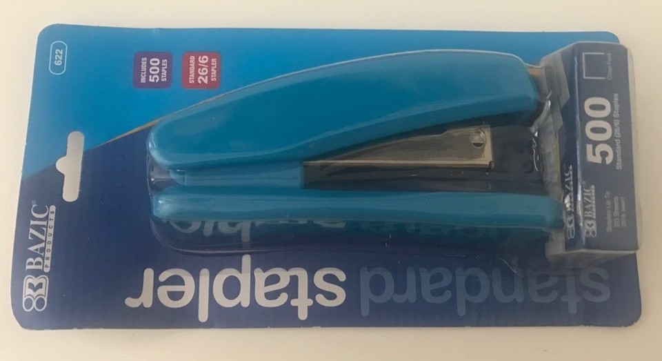BAZIC Standard (26/6) Stapler-500 Staples Included-3 Bright Colors | eBay