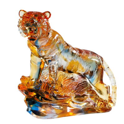 Chinese Liu li Crystal Tiger Statue Zodiac Figurine Feng Shui Decor | eBay