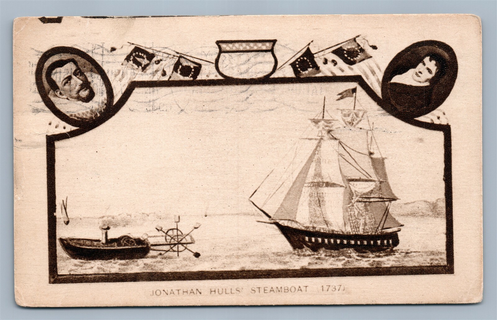 JONATHAN HULLS' STEAMBOAT ANTIQUE POSTCARD 1609 HUDSON FULTON 1807 | eBay